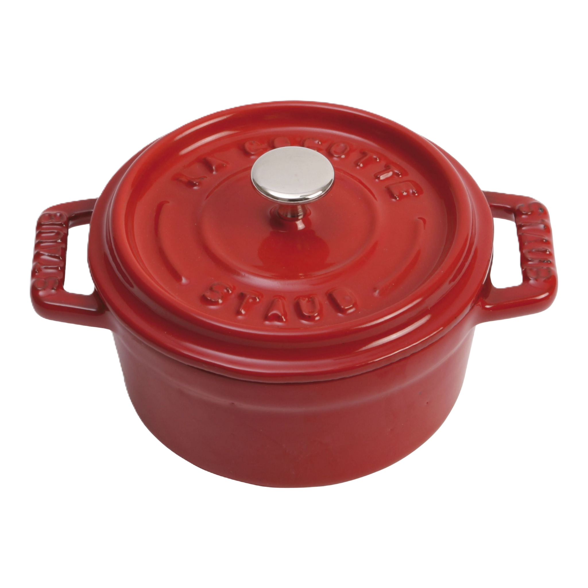 STAUB La Cocotte 250 mL Cast Iron Round Mini Cocotte, Cherry
